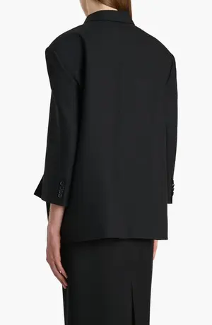 Khaite Palto Asymmetric Wool And Silk Cady Wrap Jacket