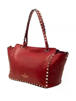Valentino Garavani 2000-2017 Small Leather Rockstud Trapeze Satchel - Red