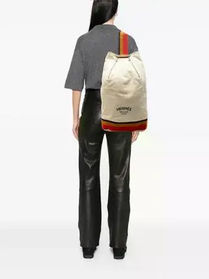 Hermès 20th Century Toile Chevron Cavalier Sling Backpack - White