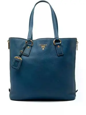 Prada 2000-2026 Vitello Daino Side Zip Shopper Tote Bag
