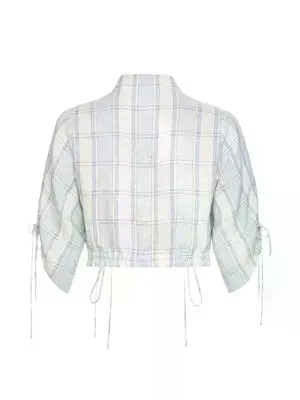 HEVRON Eva Plaid Blouse - Blue