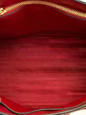 Prada Small Saffiano Cuir Monochrome Top Handle Satchel - Red