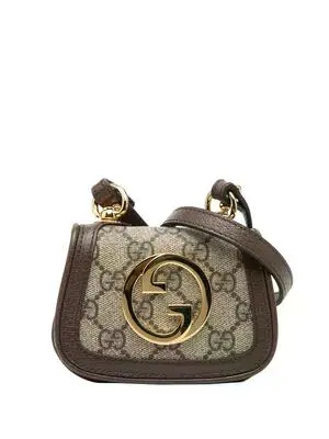 Gucci Gg Supreme Blondie Card Case On Strap - Neutrals