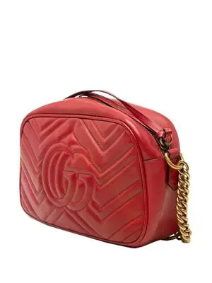 Gucci Gg Marmont Matelasse Leather Crossbody Bag - Red