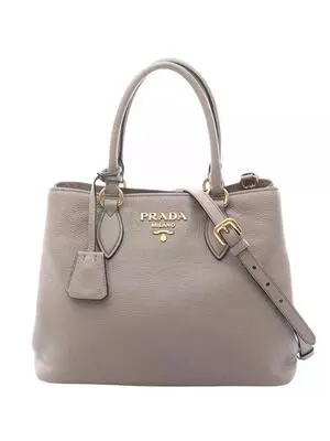 Prada Viteillo Daino Satchel Handbag - Neutrals