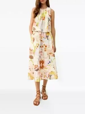 MARIE OLIVER Sasha Mosaic-print Flared Skirt - Neutrals