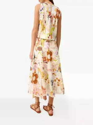 MARIE OLIVER Sasha Mosaic-print Flared Skirt - Neutrals