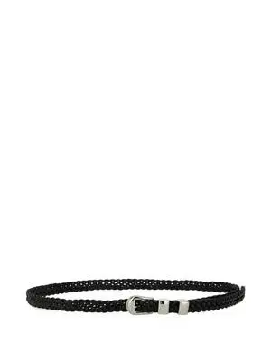WOBURN WALK Braided Leather Belt - Black