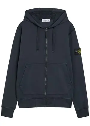 Stone Island Hooded Cotton Sweatshirt With Logo - Navy