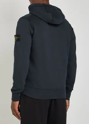 Stone Island Hooded Cotton Sweatshirt With Logo - Navy