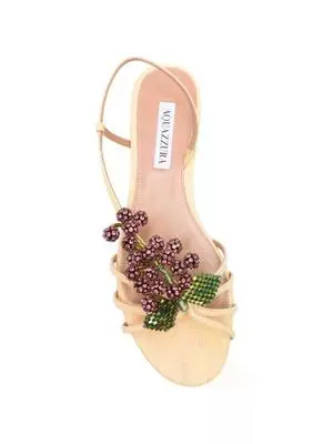 AQUAZZURA Crystal-embellished Raffia Sandals