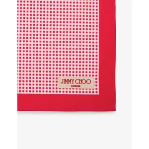 JIMMY CHOO Sula Gingham Mixed Print Cotton Bandana - A400 Ruby Red Mix