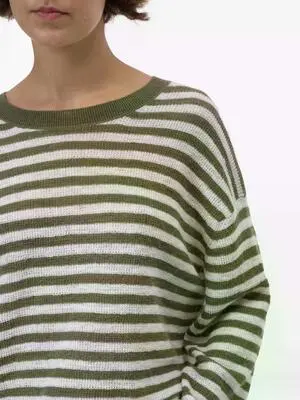 Closed Striped Crew-neck Sweater - Green