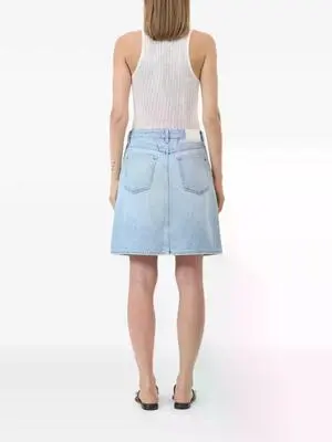 Closed Denim Mini Skirt With Front Slit - Blue