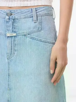 Closed Denim Mini Skirt With Front Slit - Blue