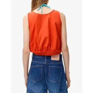 Loewe X Paula's Ibiza Scoop-neck Cropped Cotton Top