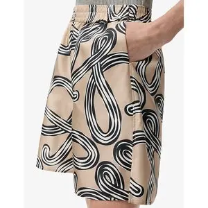 Loewe Anagram-print Silk-twill Shorts - Beige/black