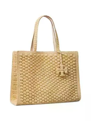 Tory Burch Large Ella Hand-crocheted Popcorn Tote Bag - Neutrals