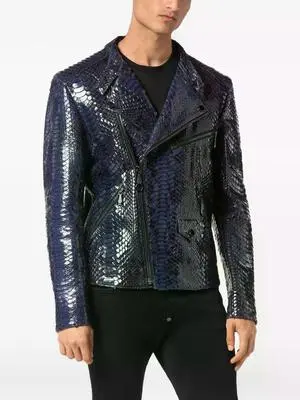 Philipp Plein Python-leather Biker Jacket