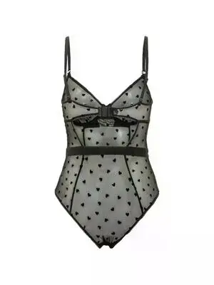 Fiorucci Flocked-hearts Mesh Bodysuit