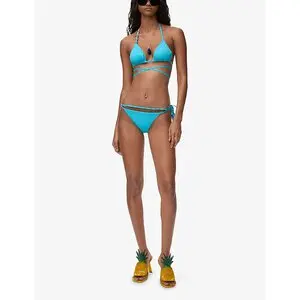 Loewe X Paula's Ibiza Embellished Tanga Bikini Bottoms - Turquoise