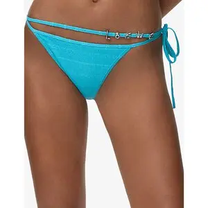 Loewe X Paula's Ibiza Embellished Tanga Bikini Bottoms - Turquoise