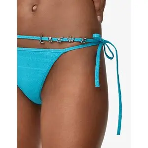 Loewe X Paula's Ibiza Embellished Tanga Bikini Bottoms - Turquoise