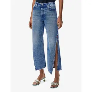 Loewe X Paula's Ibiza Flared Cropped Denim Jeans - Medium Blue