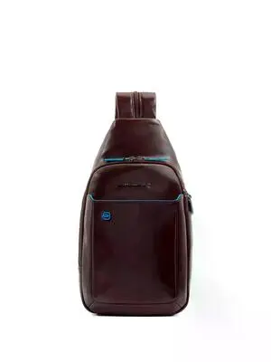 PIQUADRO Leather Backpack With Logo Plaque