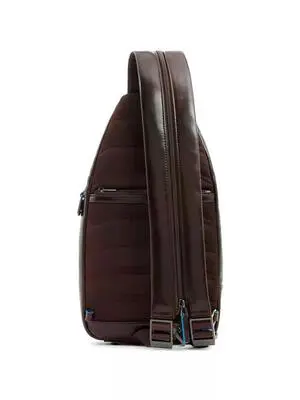 PIQUADRO Leather Backpack With Logo Plaque