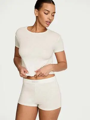 Victoria's Secret Modal Ribbed Tee & Shortie Set - Grey