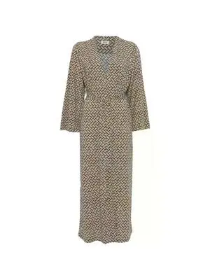SIYU Geometric-print Wrap Coat