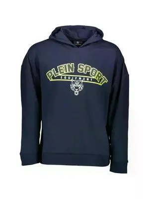 PLEIN SPORT Tiger-print Logo-patch Hoodie - Blue