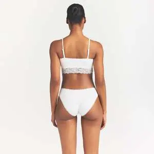 SKIMS Straight Neck Bralette | White | | Lightweight Cotton