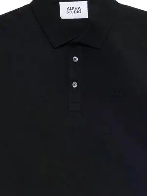 Alpha Studio Button Polo Shirt - Black