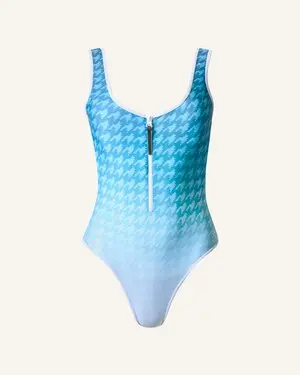 Perfect Moment Zip Front One-Piece Swimsuit With Contrast Binding Cloud-blue