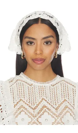 SELF-PORTRAIT Cotton Crochet Bandana - Cream