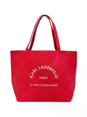 Karl Lagerfeld Logo Print Tote Bag - Red