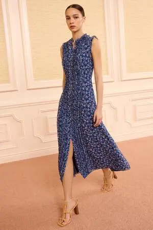 Ulla Johnson Claudine Dress In Floral Shibori Georgette - Dusk