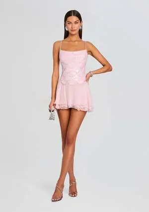 Retrofete Dreeny Embroidered Dress - Rosa