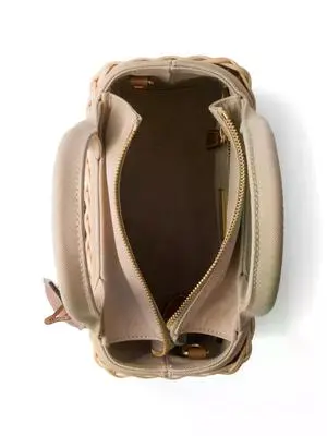 Prada Small Wicker And Canvas Tote Bag - Neutrals