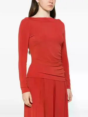 Max Mara Long Sleeve Ruched Top - Red