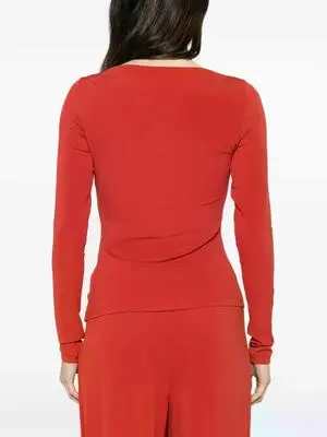 Max Mara Long Sleeve Ruched Top - Red