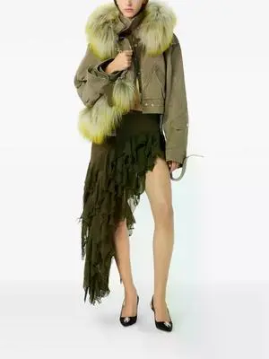Blumarine Butterfly-appliqué Crop Top - Green