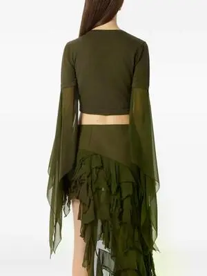 Blumarine Butterfly-appliqué Crop Top - Green