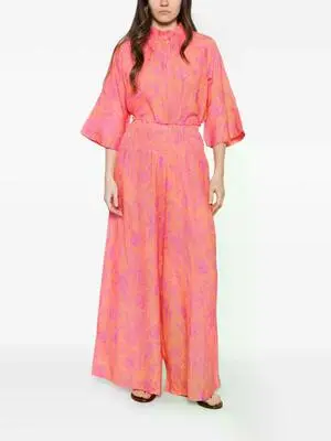 Nimo With Love Tropical-print Ruffled Blouse