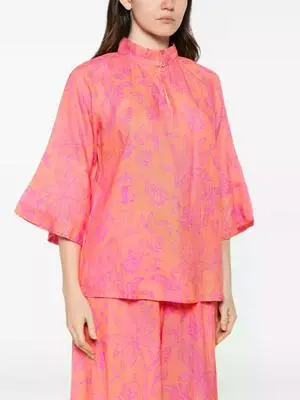 Nimo With Love Tropical-print Ruffled Blouse