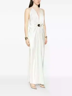 SIMONA CORSELLINI V-neck Maxi Dress - Neutrals