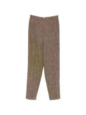 Valentino Garavani 1980s Tweed Tapered Trousers - Brown