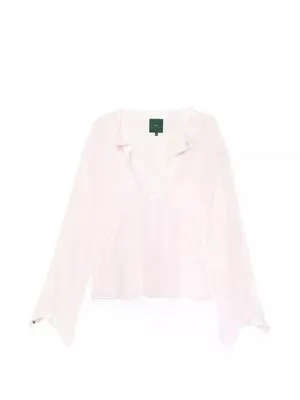 MAISON JEJIA Satin V-neck Blouse - Pink